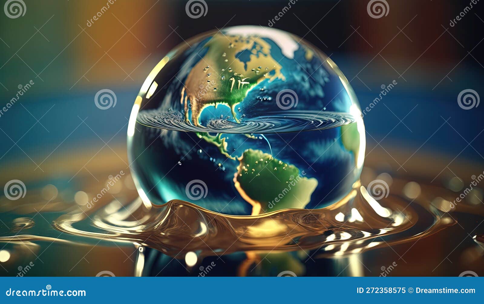 A Water Droplet with a Picture of the Earth Stock Illustration ...