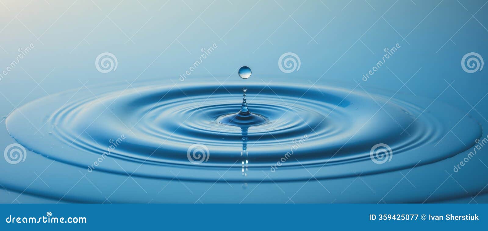 Water Droplet Ripple Effect on Still Blue Surface. Stock Image - Image ...