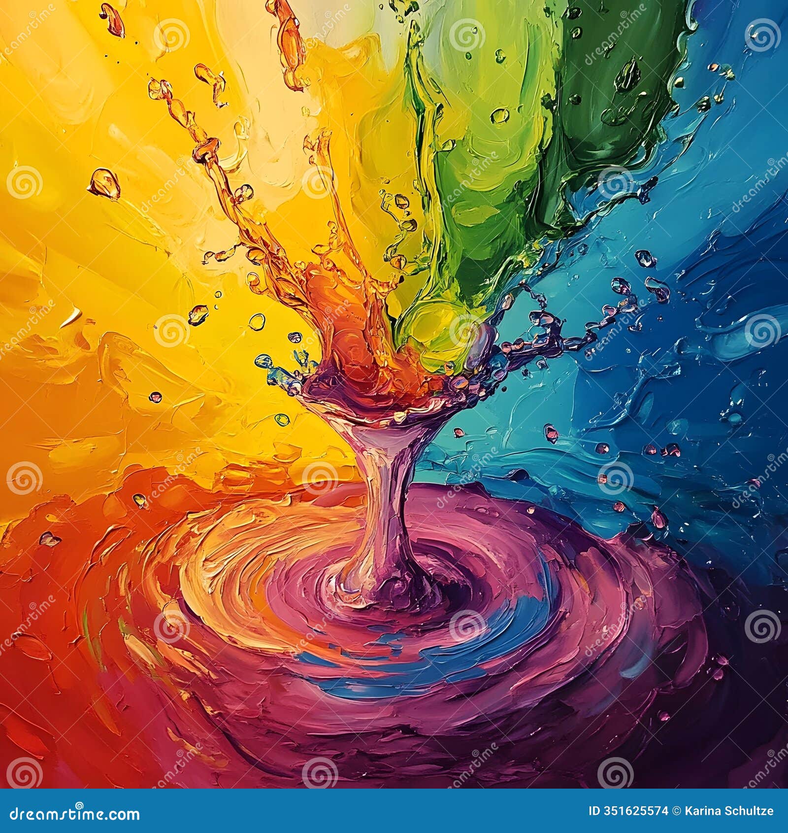 Water Droplet Splashing in Vibrant Colors Stock Illustration ...