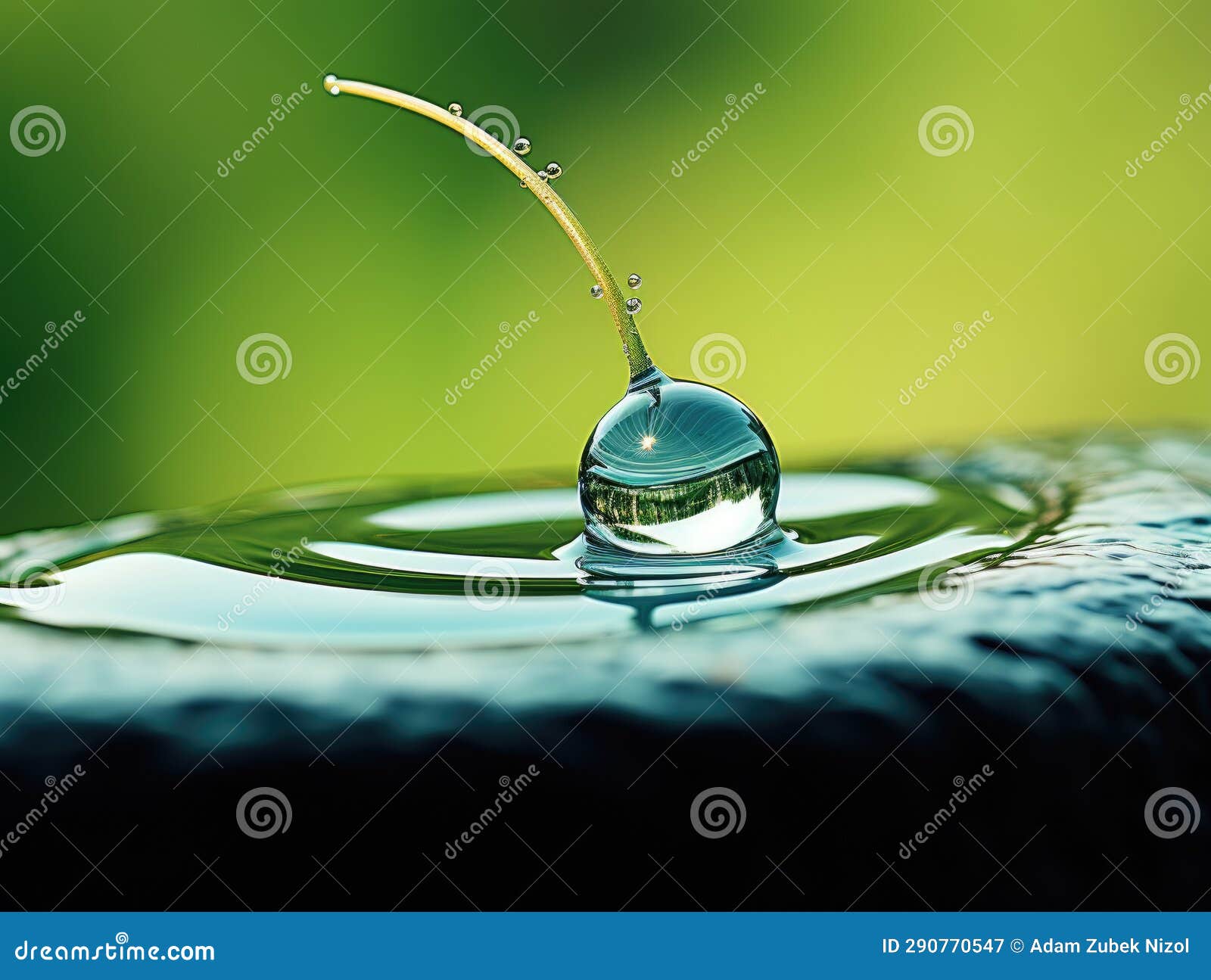 A Water Droplet on a Surface Stock Illustration - Illustration of fluid ...