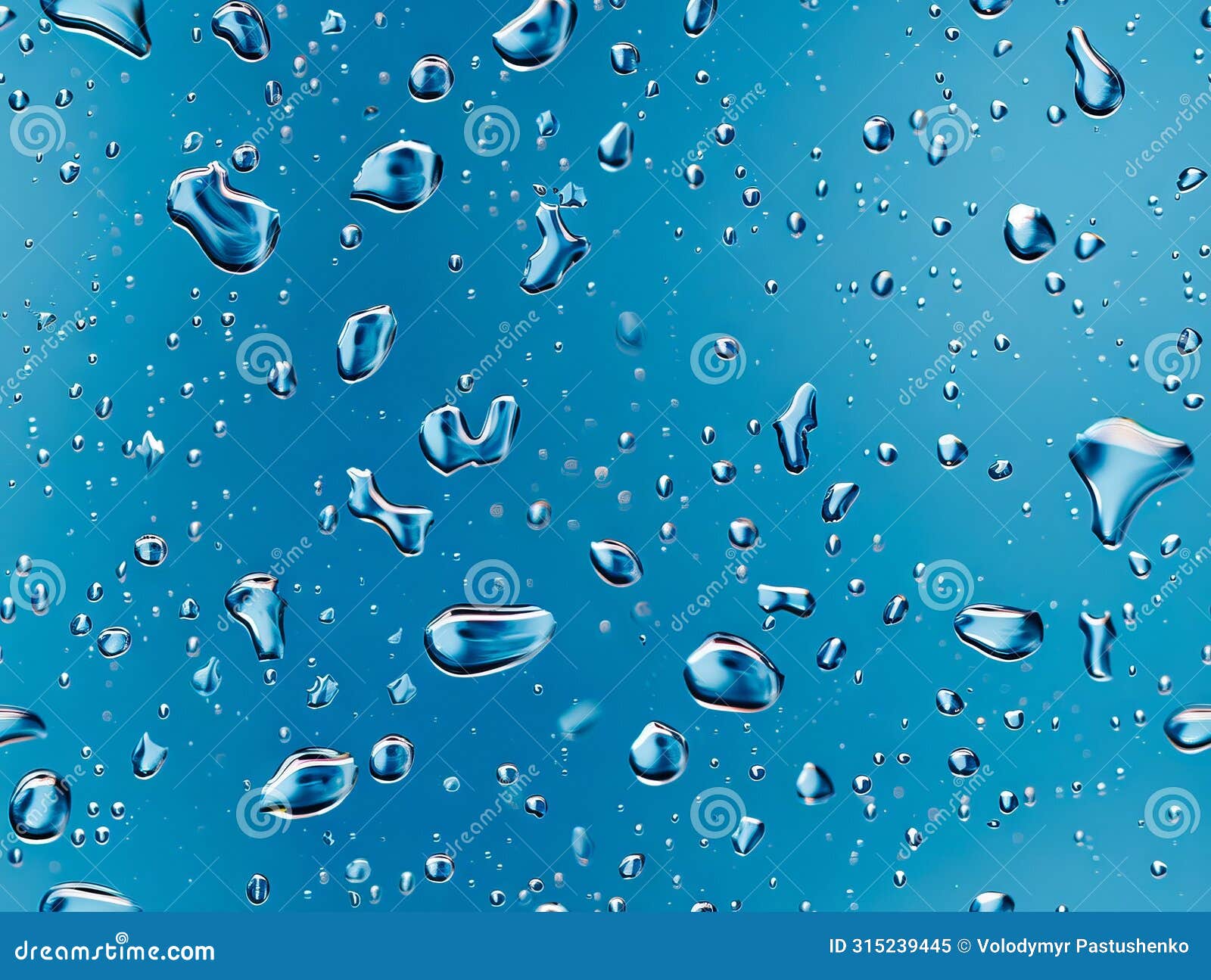 Water Droplets on a Blue Background Stock Image - Image of drop, bubble ...