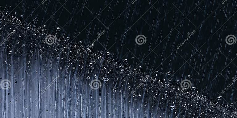 Water Droplets Cascade Down a Surface Glowing with Soft Light at Night ...