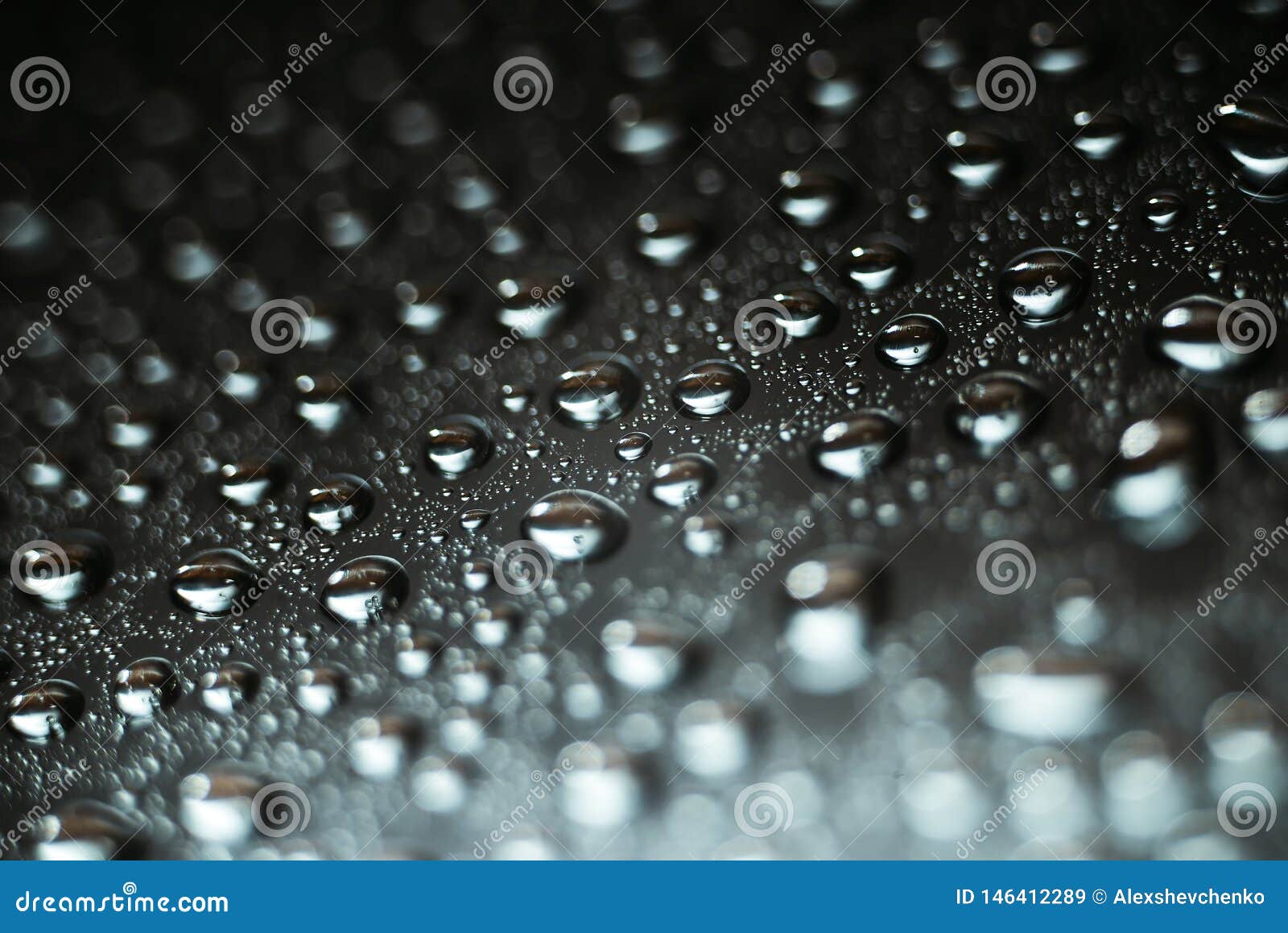Water Droplets on Chrome Metallic Surface Stock Image - Image of ...