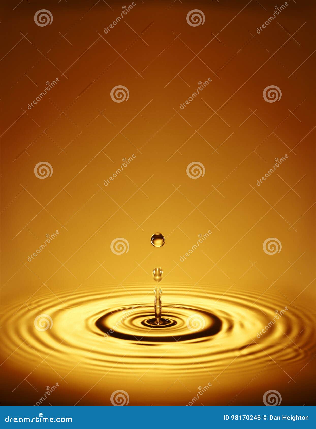 Water Droplets Creating Ripples in Amber Water Stock Photo - Image of ...