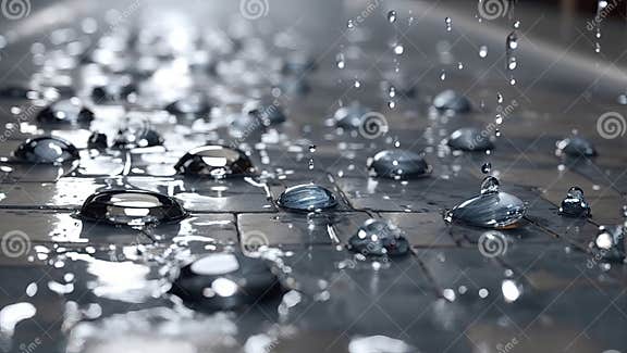 Water Droplets Dripping Onto the Surface Stock Illustration ...
