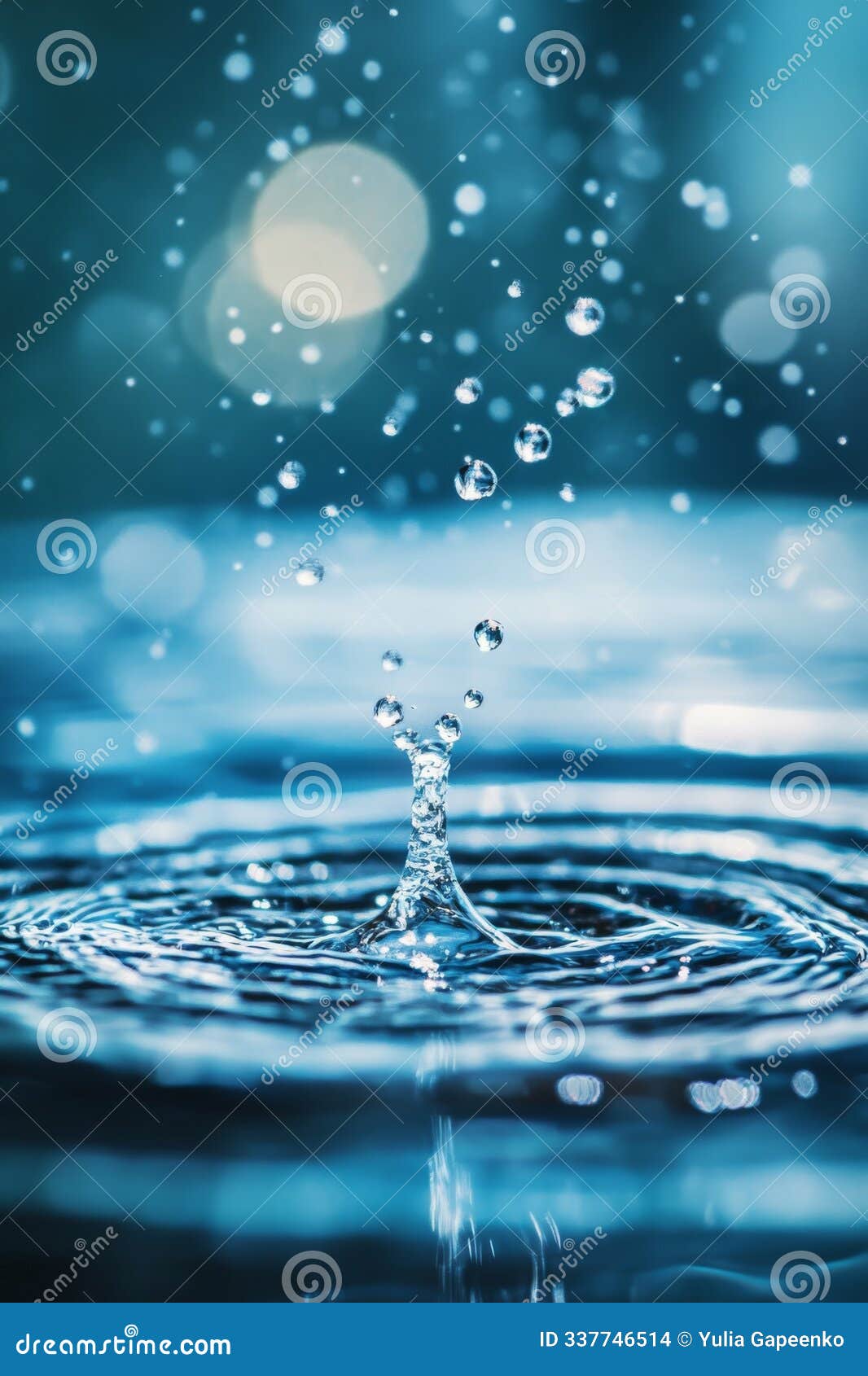 Water Droplets Fall Gently Onto a Surface, Causing Ripples and Splashes ...