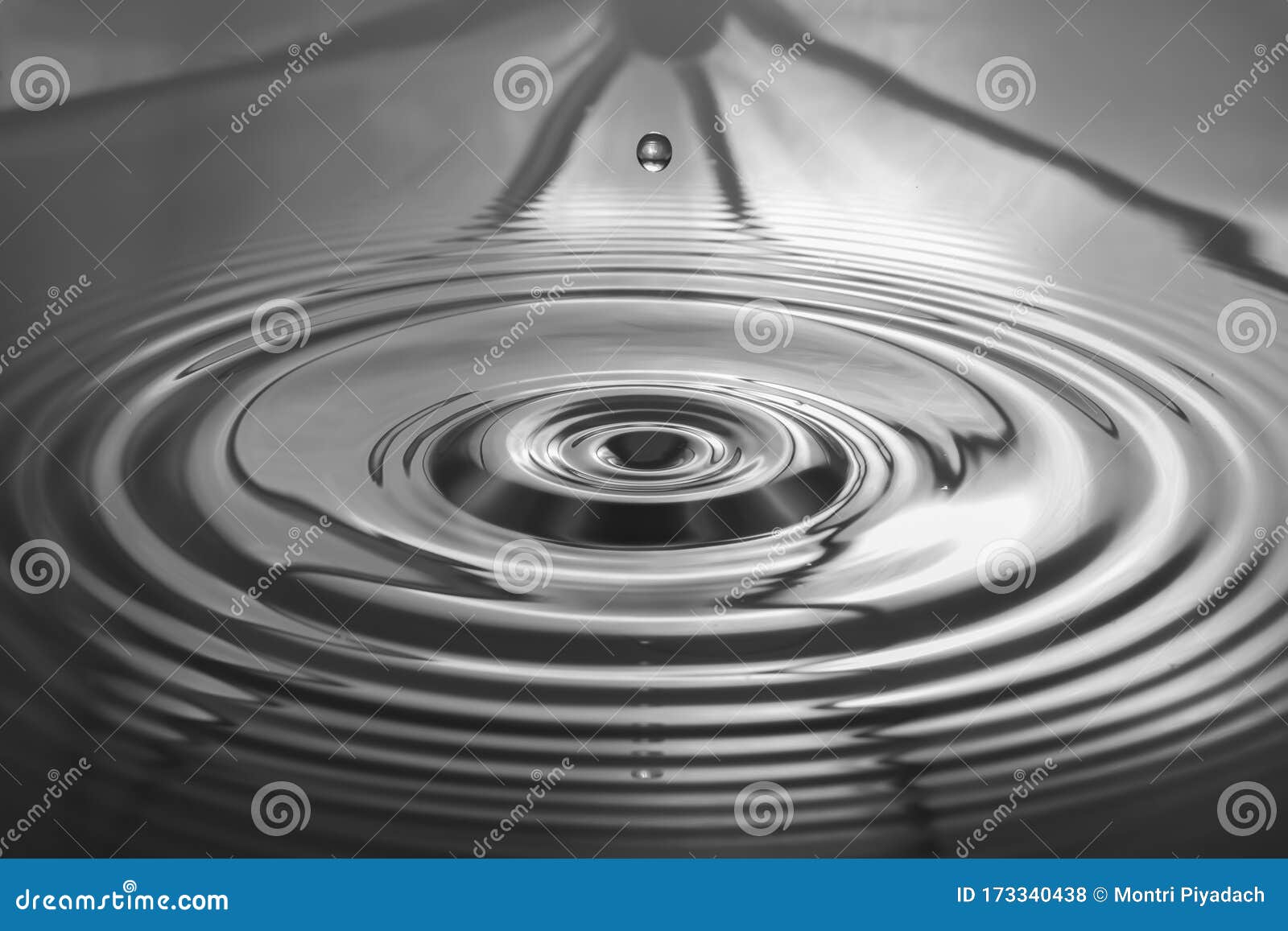 Water Droplets Falling Against the Surface of the Water Create a ...