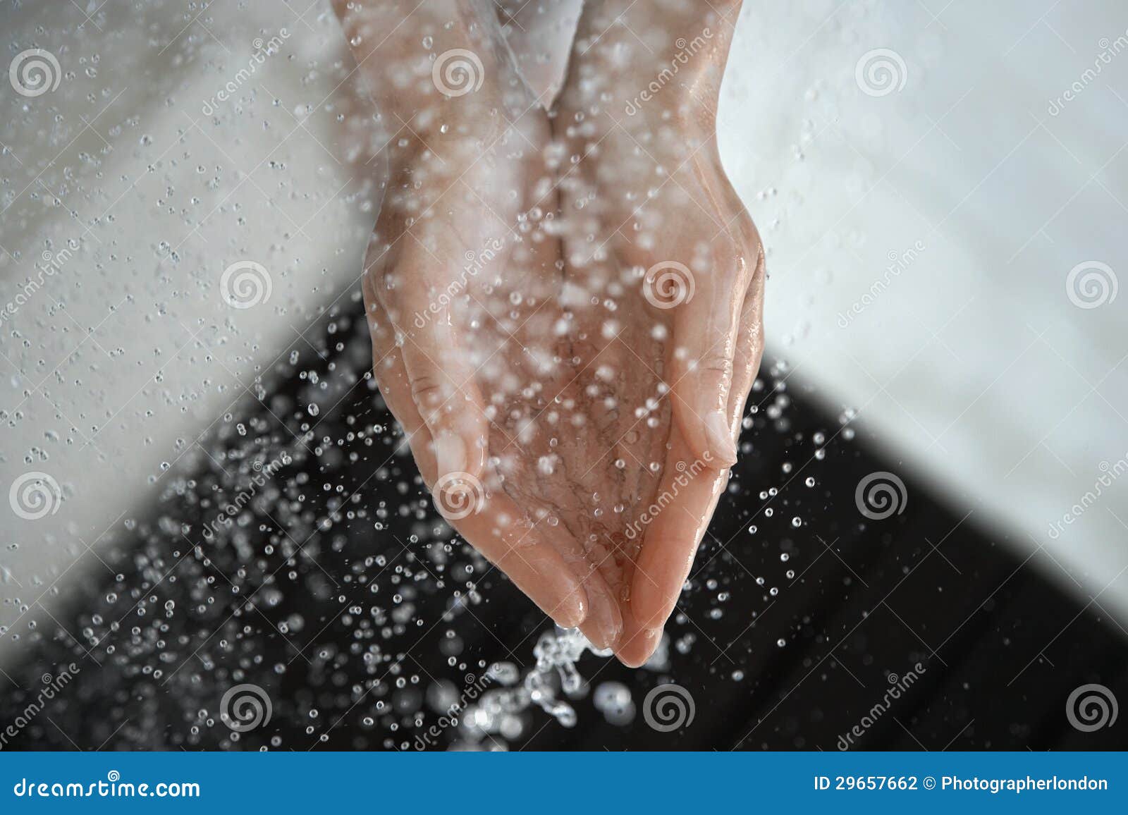 Water Droplets Falling into Cupped Hands Stock Photo - Image of cupped ...
