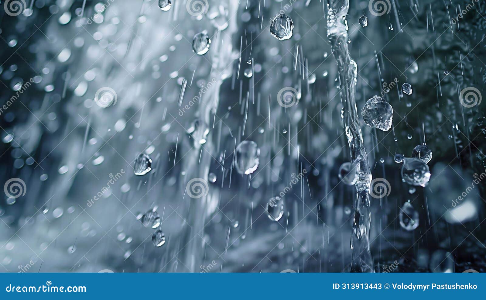 Water Droplets Falling from a Waterfall. Generative AI Stock Image ...