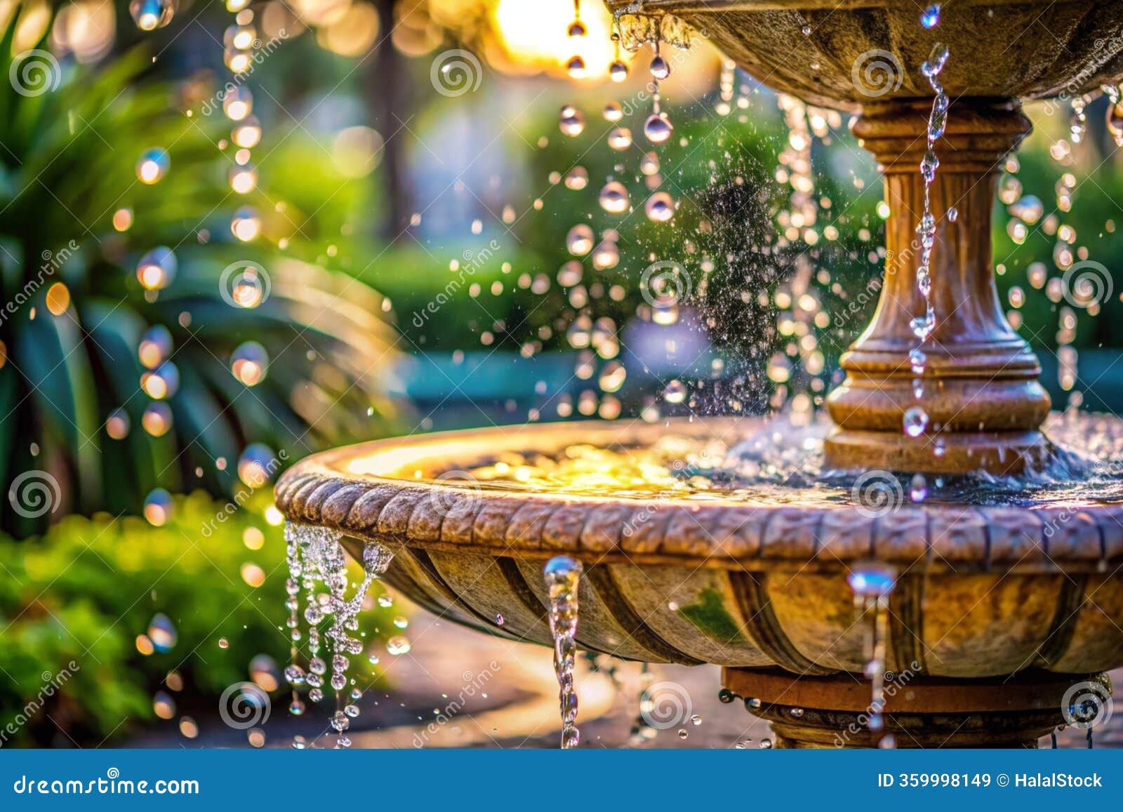 Water Droplets on a Fountain Stock Illustration - Illustration of ...