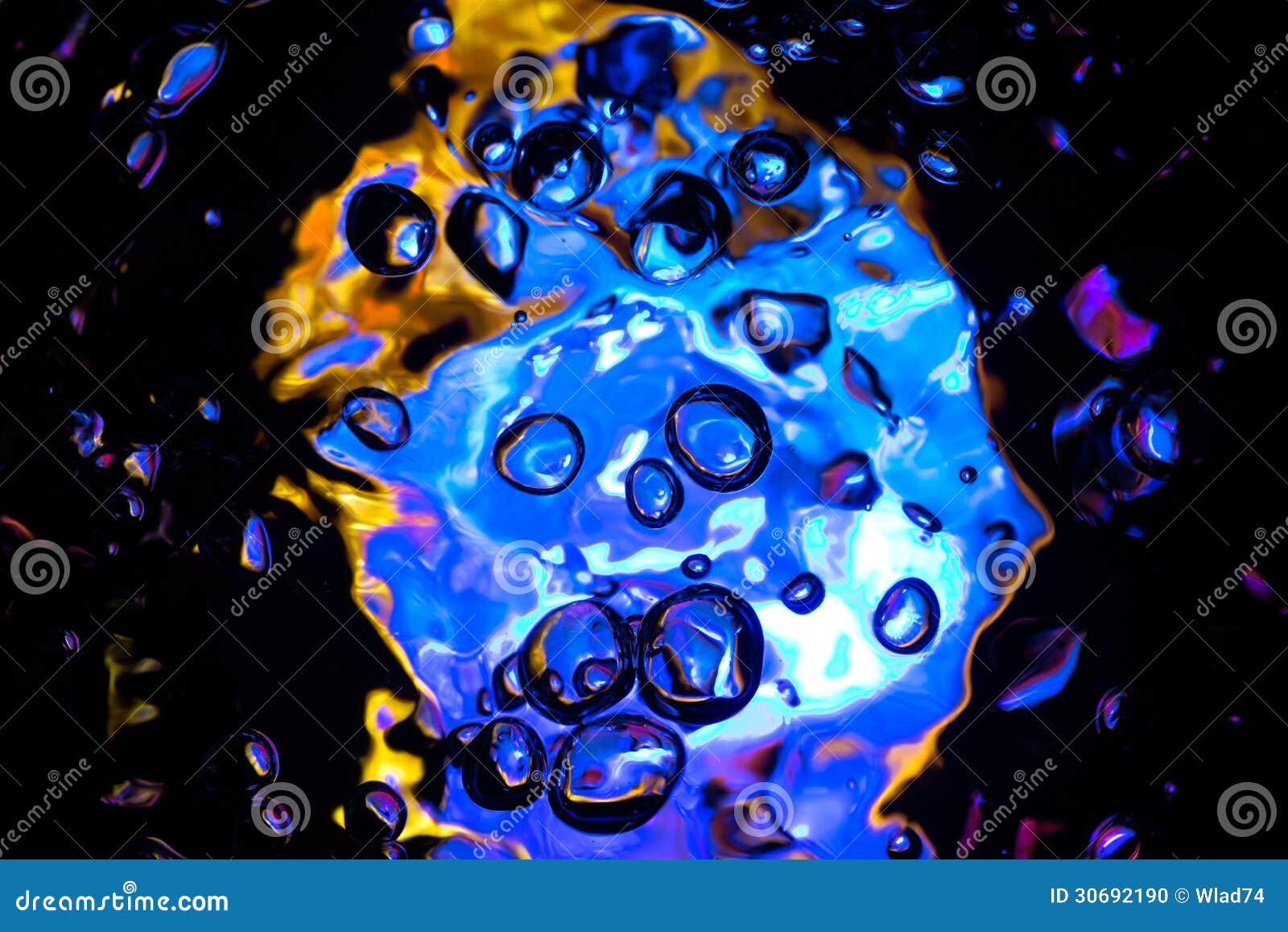 Water Droplets in the Night Illumination Stock Photo - Image of ...