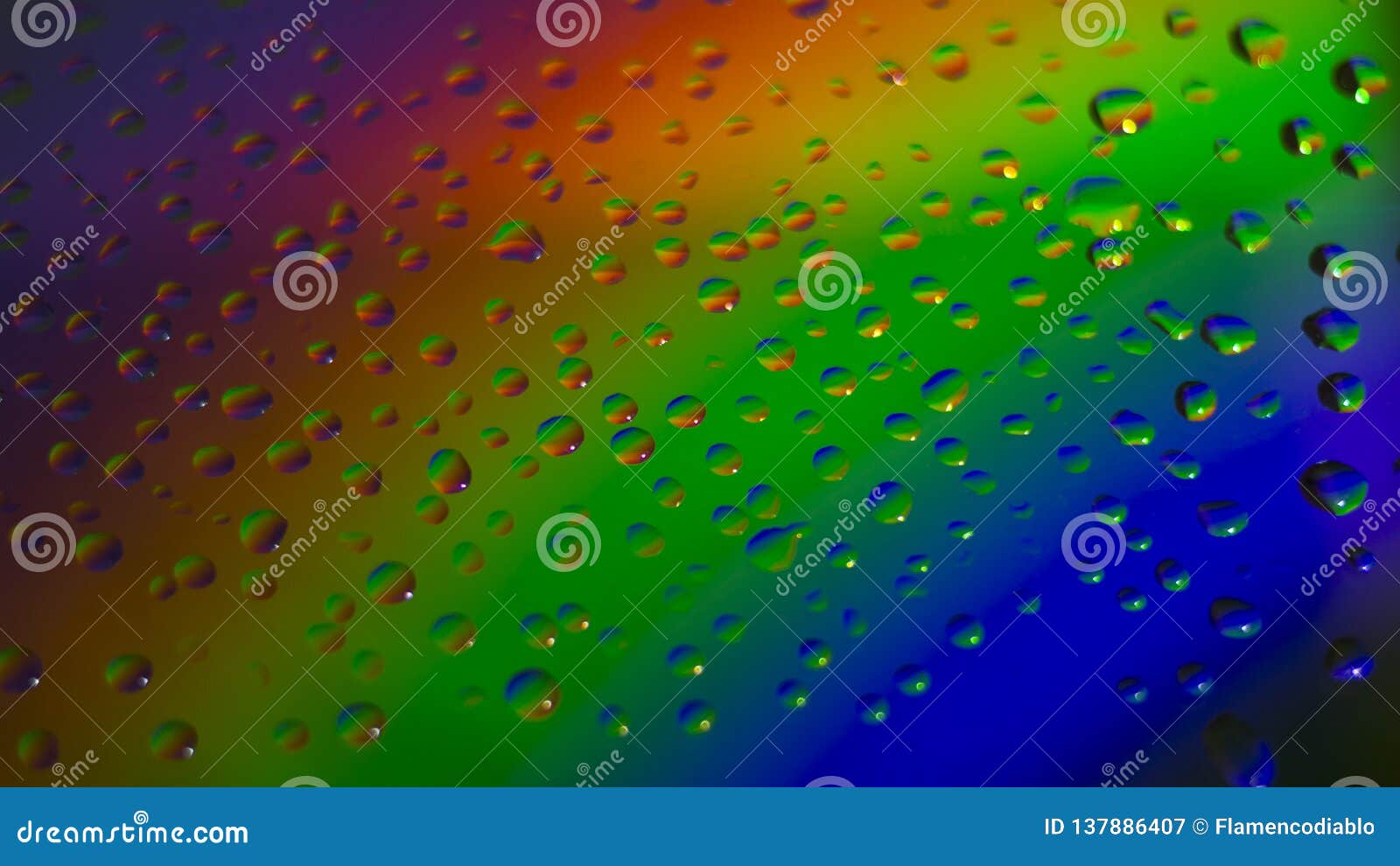 Water Droplets on Rainbow Light Background Stock Image - Image of ...