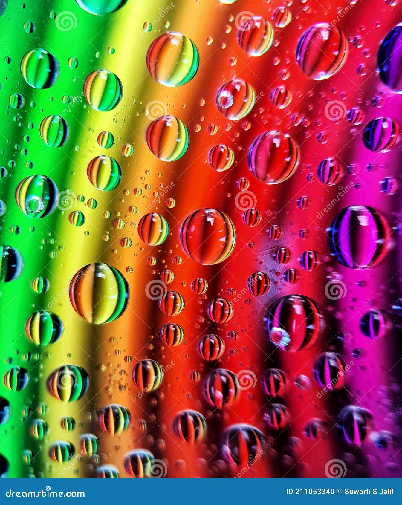 Water Droplets Reflection of Colorfull Rainbow Stock Photo - Image of ...
