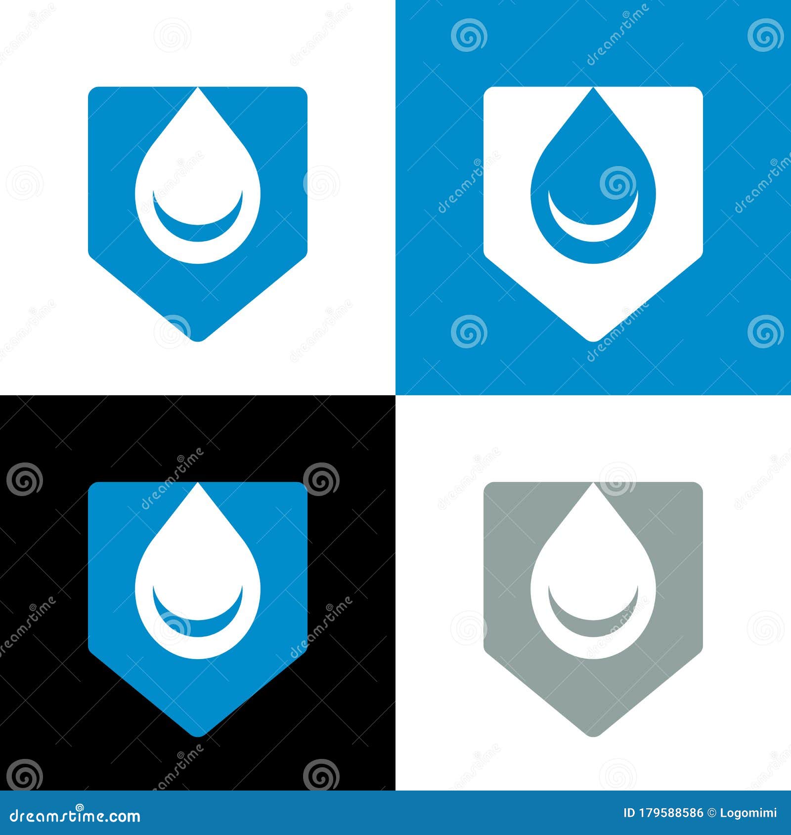 Water Droplets and Shield Logo Template, Vector Icon Design Stock ...