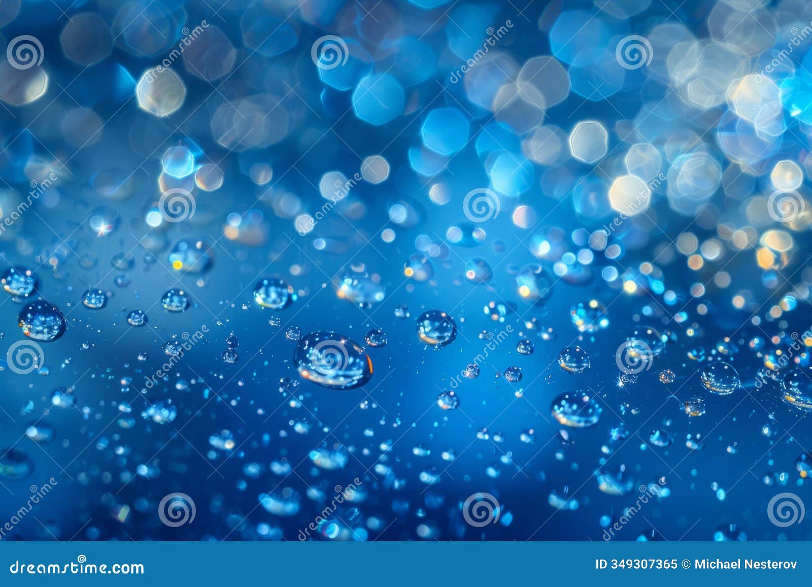Water Droplets Sparkling on a Blue Background Stock Illustration ...