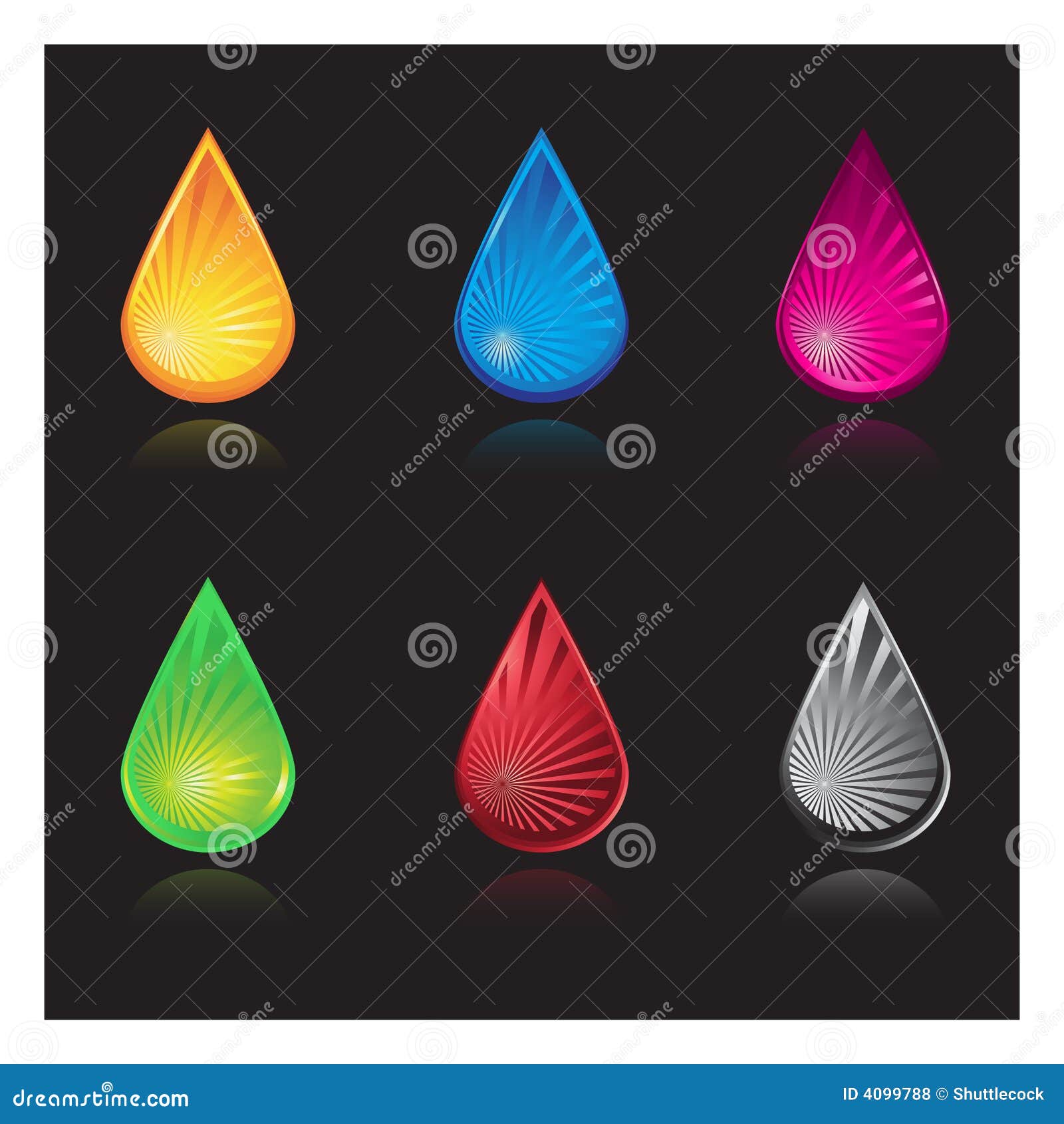 Water Droplets Various Colors Stock Vector - Illustration of glossy ...