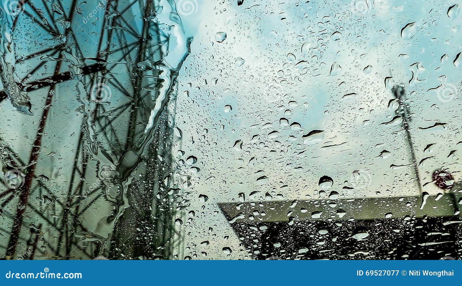 Water Droplets on the Windscreen when Rain. Stock Image - Image of ...