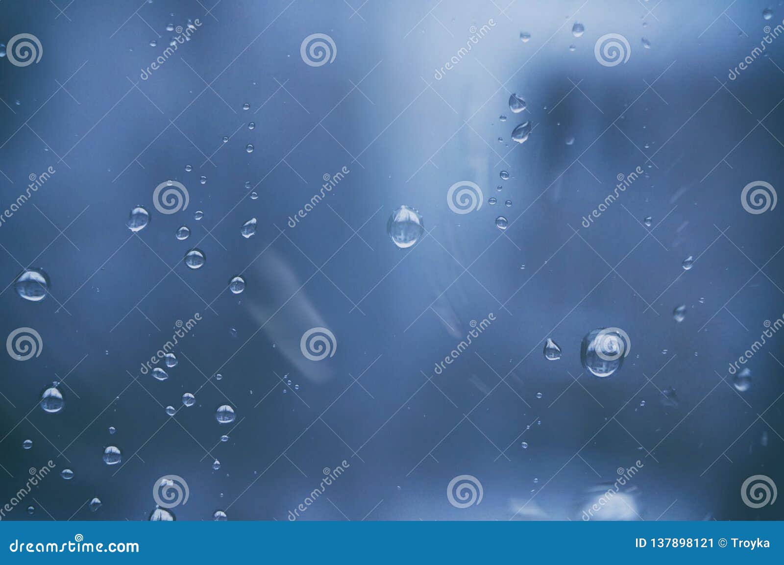 Water Drops. Blue Raining Background Stock Image - Image of modern ...