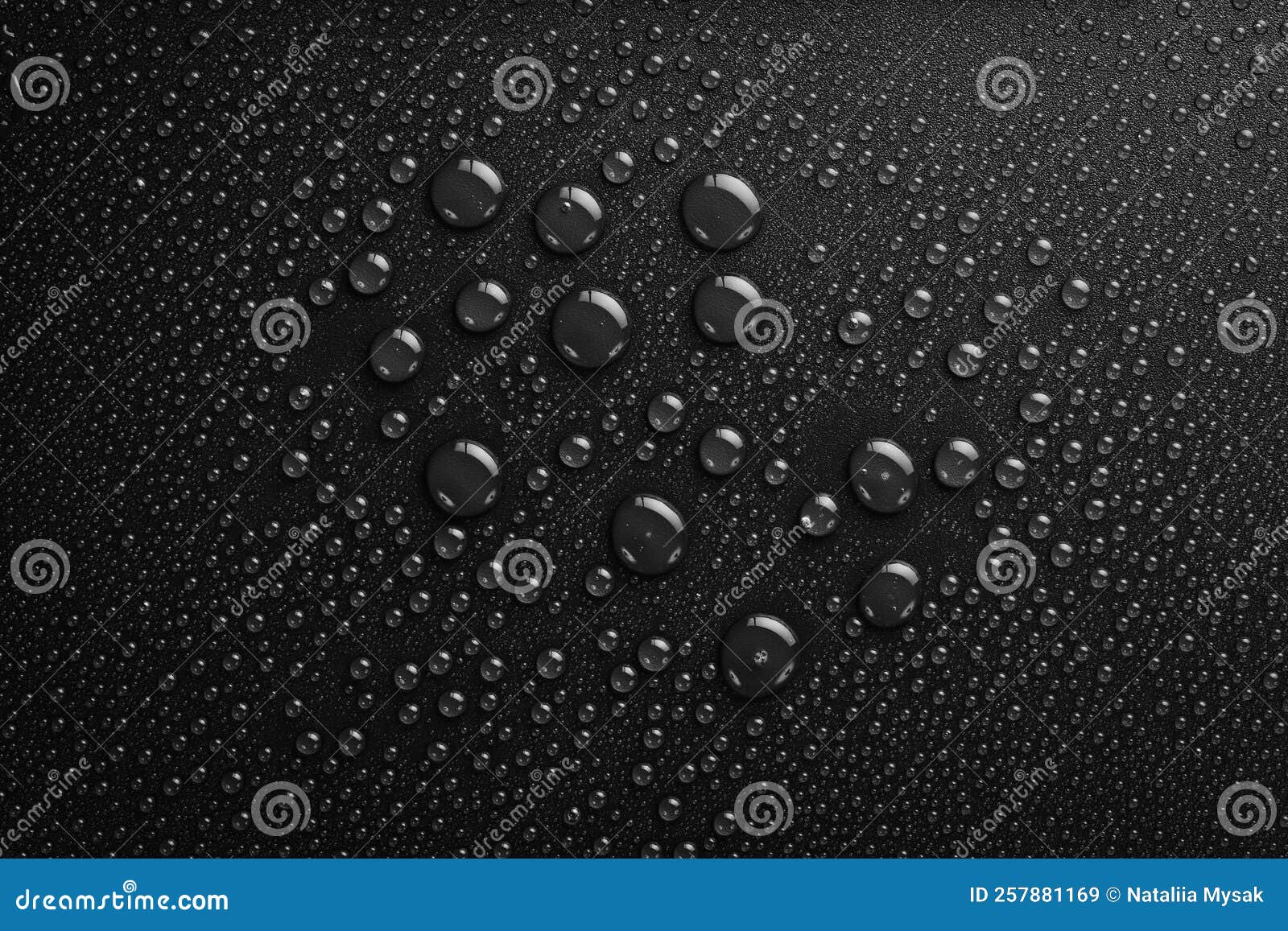 Water Drops on a Black Background. Banner with Raindrops Stock Image ...