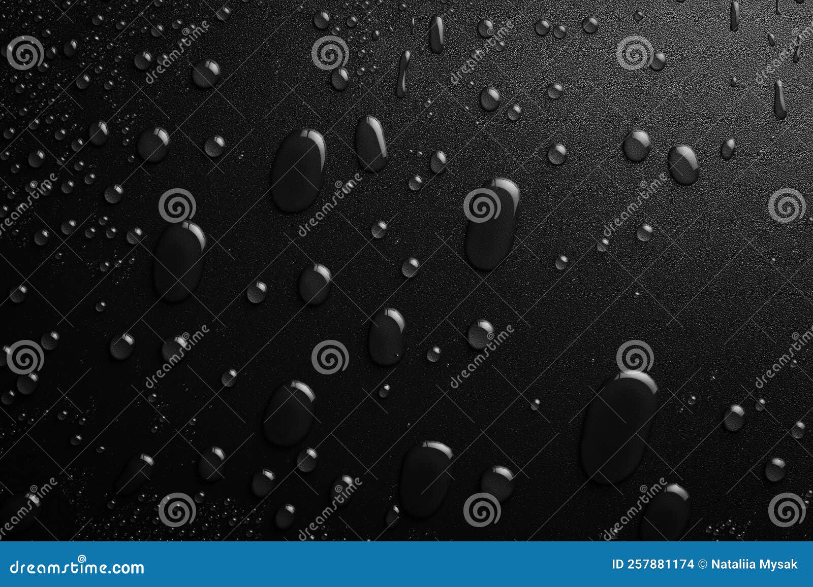Water Drops on a Black Background. Banner with Raindrops Stock Photo ...