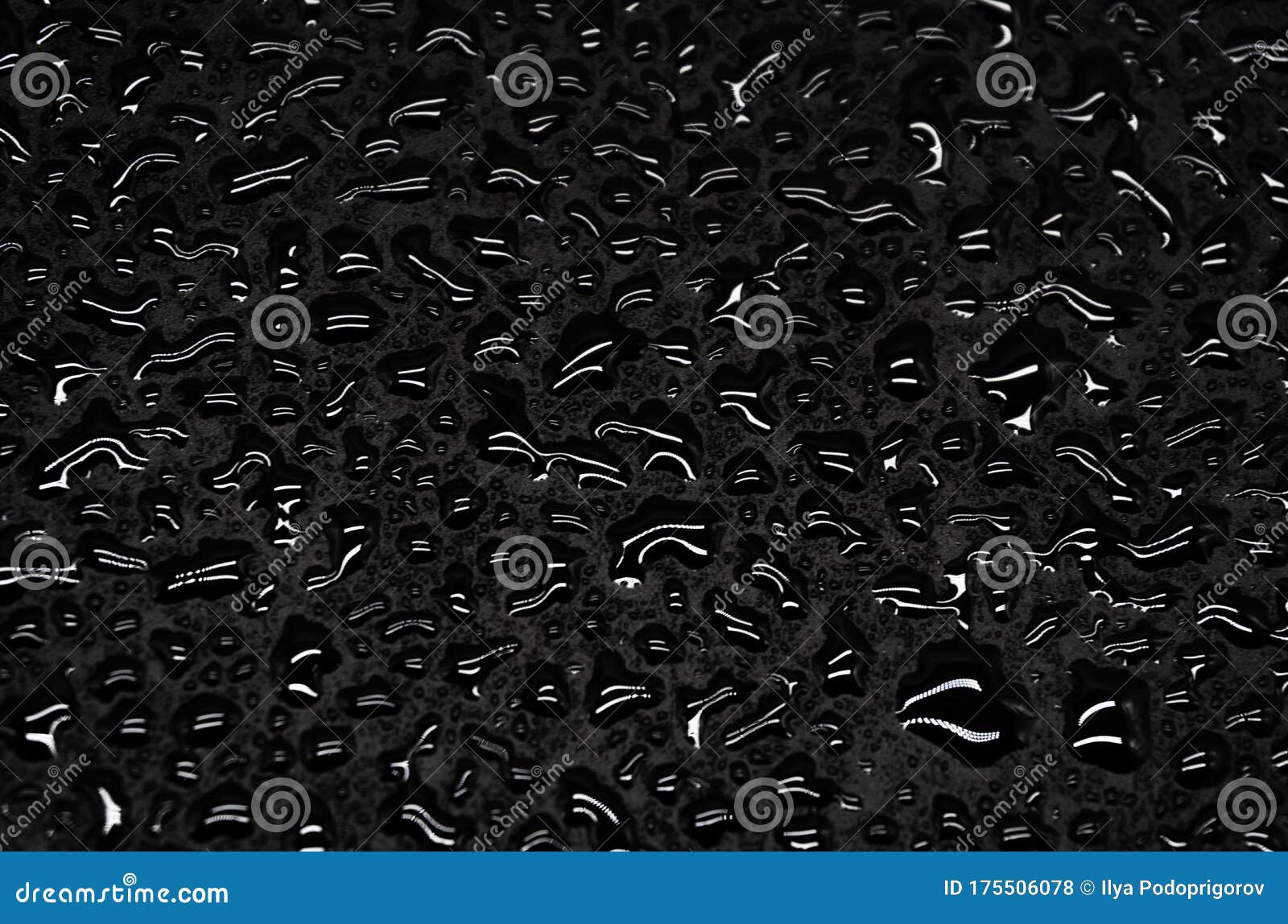 Water Drops on a Black Background, Closeup Texture Stock Photo - Image ...