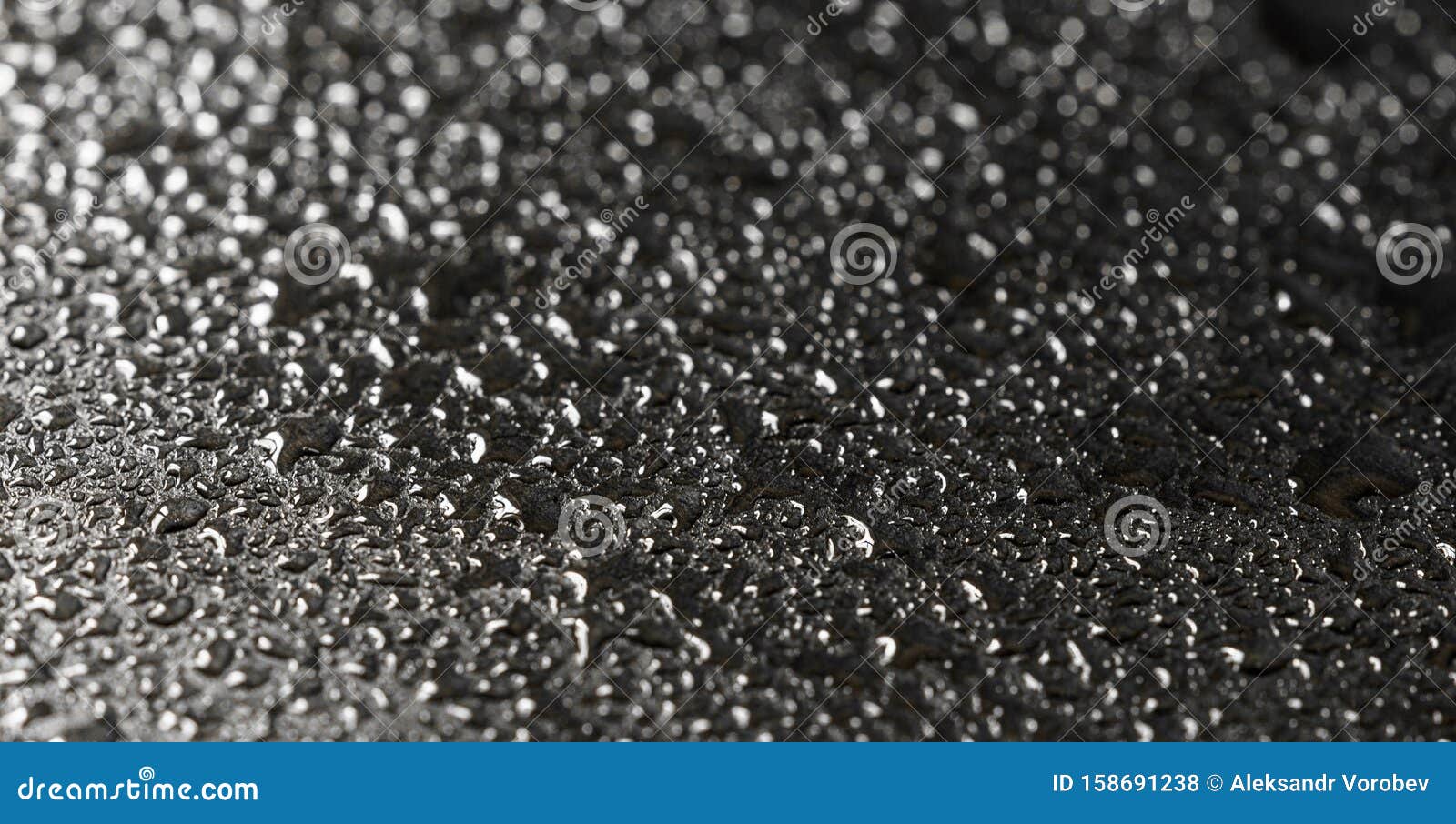 Water Drops on a Black Slate Background. Stock Photo - Image of array ...