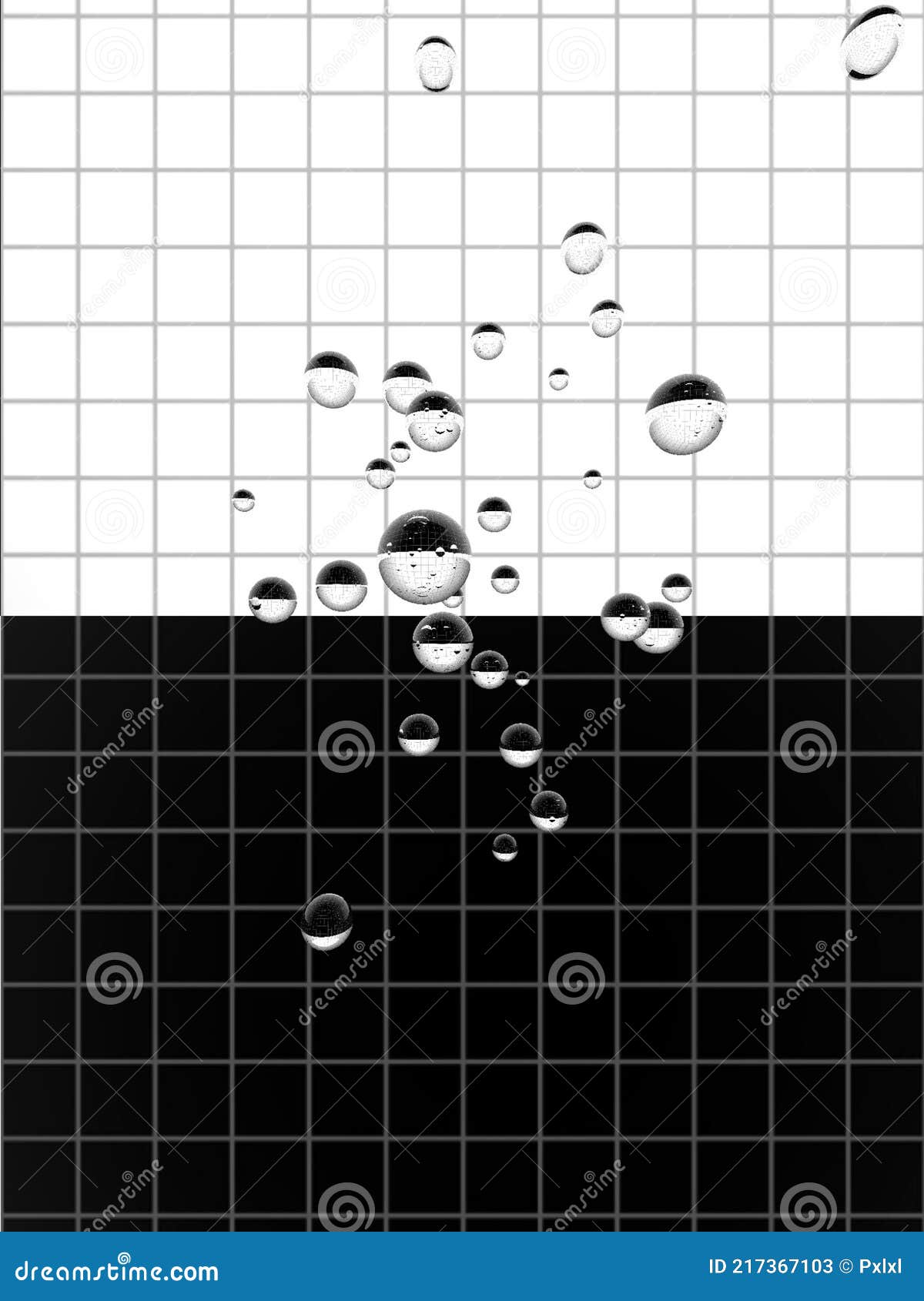 Water Drops on a Black and White Abstract Geometric Background Stock ...