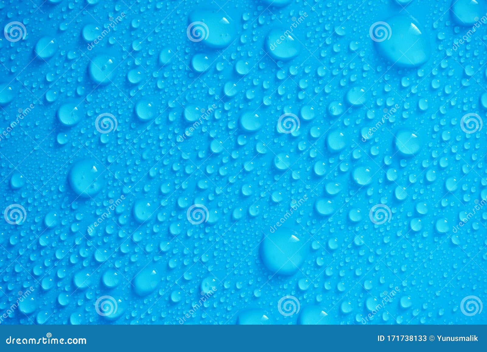 Water Drops on Blue Background. Stock Image - Image of macro, drops ...