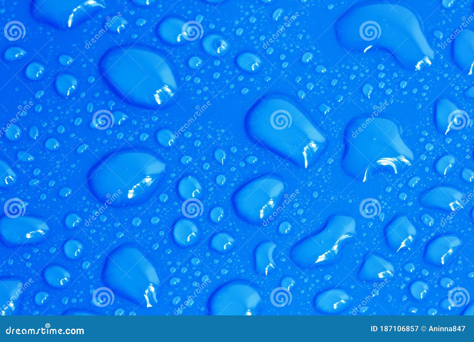 Water Drops on a Blue Background, Condensate Stock Image - Image of ...