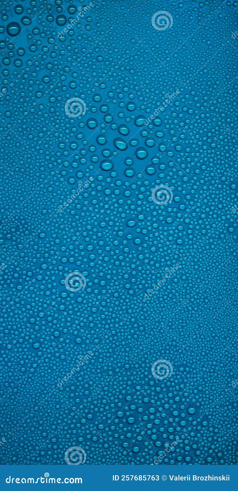 Water Drops on Blue Background. Fresh Clean Texture, Cold Surface ...