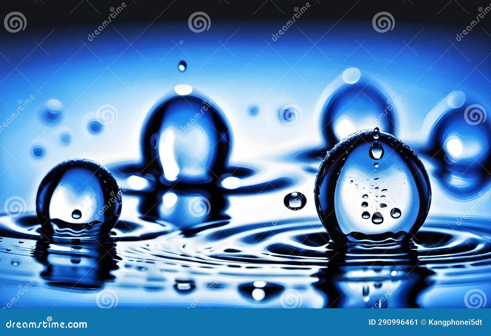 Water Drops on a Blue Background. Shallow Depth of Field Stock Image ...