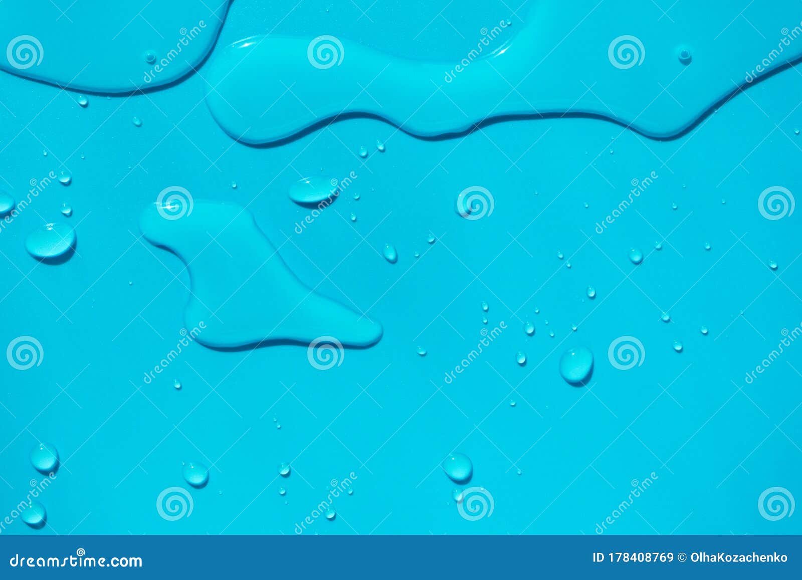 Water Drops on Blue Background. Summer Freshness Wet Liquid Texture ...