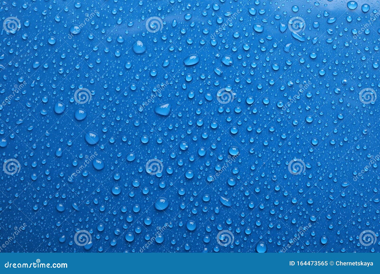 Water Drops on Blue Background Stock Image - Image of blue, hydration ...