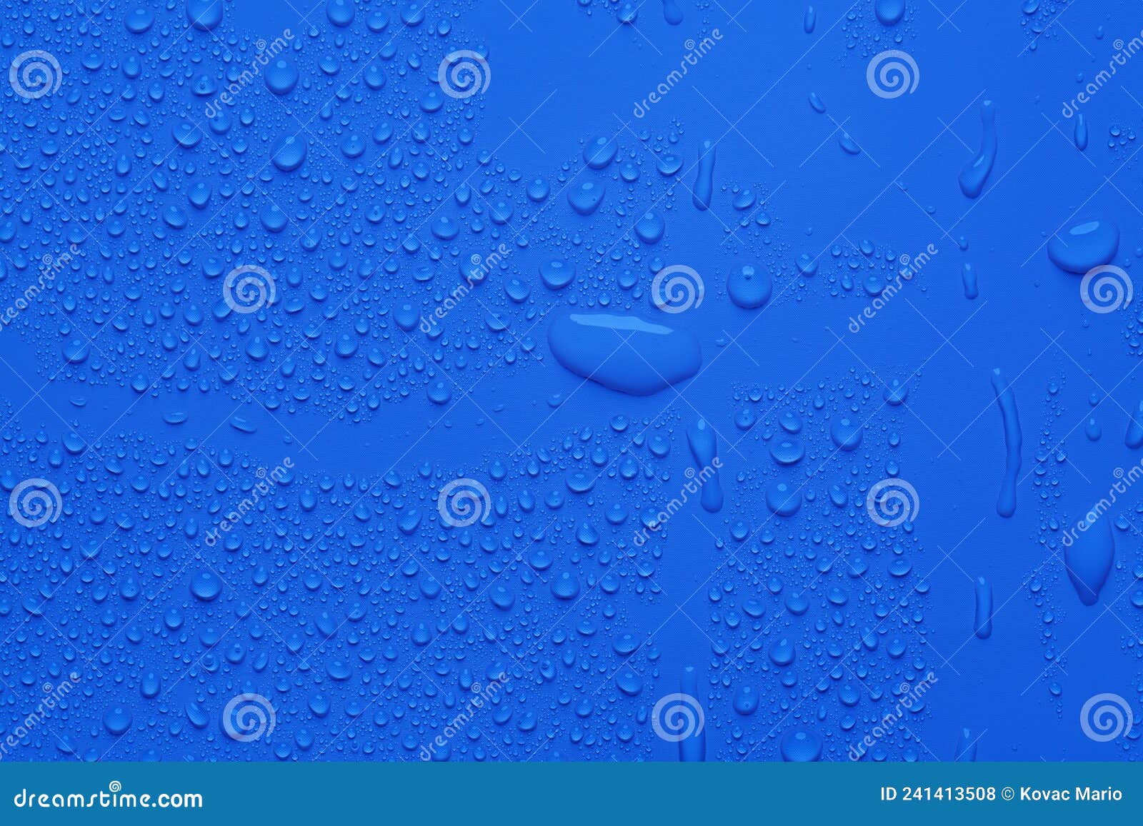 Water Drops on Blue Color Plastic Surface Stock Photo - Image of clear ...