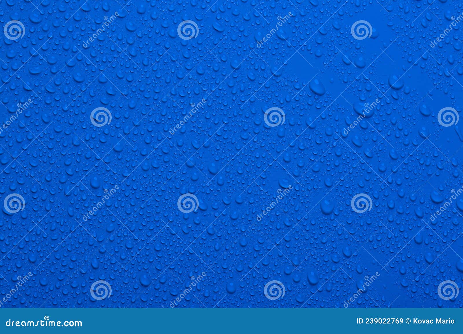 Water Drops on Blue Color Surface Stock Image - Image of drop ...