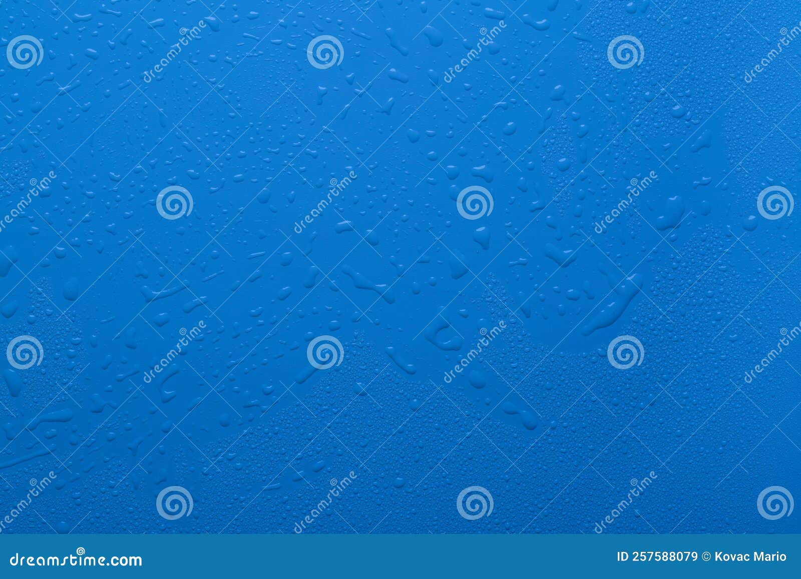Water Drops on Blue Color Surface Stock Image - Image of texture ...