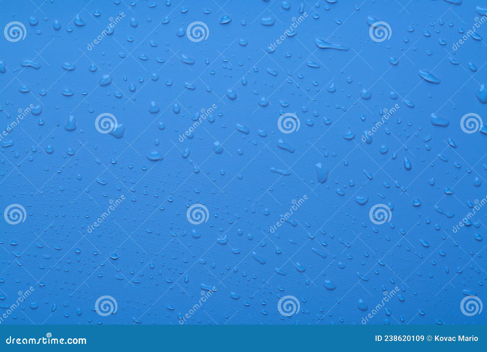 Water Drops on Blue Color Surface Stock Image - Image of raindrops ...