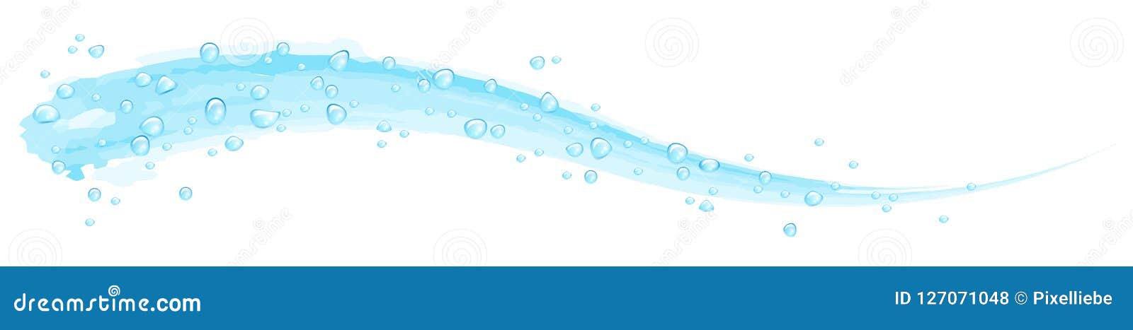 Water Drops on a Blue Drawn Line on a White Vector Background Stock ...