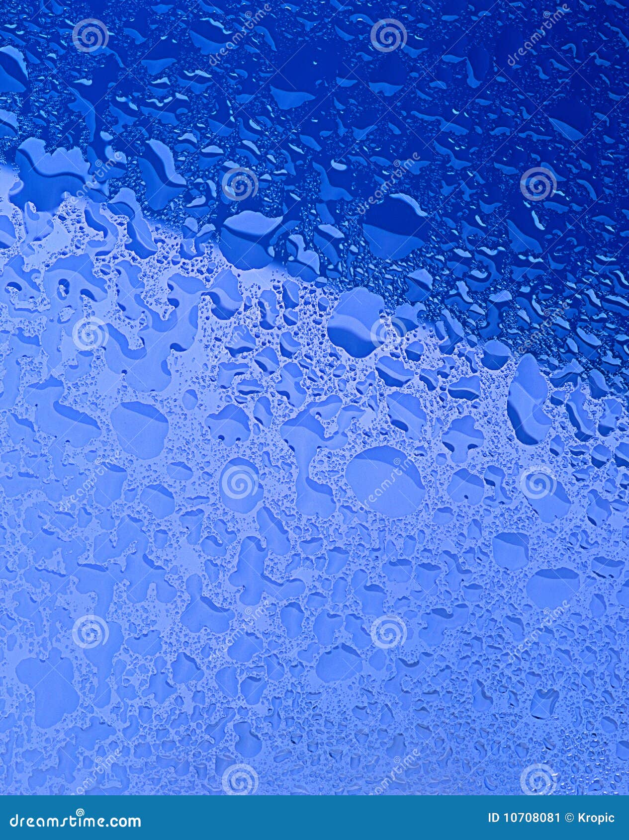 Water drops on blue glass stock image. Image of closeup - 10708081