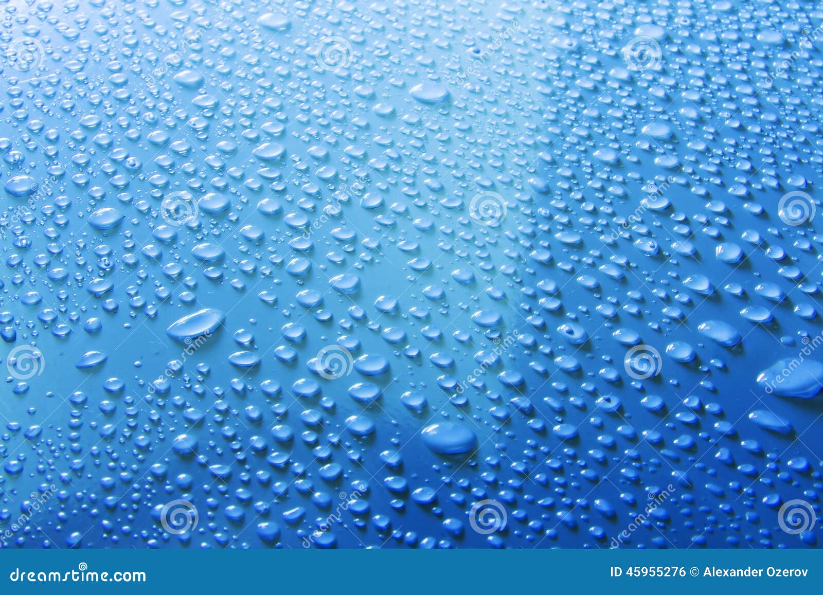 Water Drops on Blue Surface Stock Photo - Image of bright, background ...