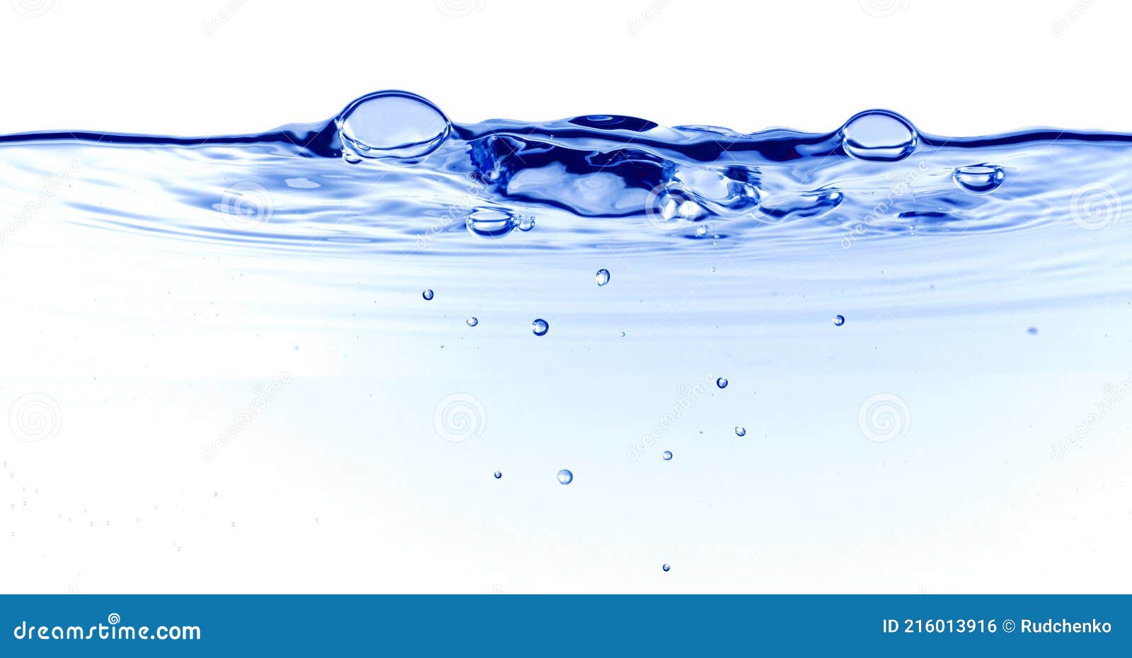 Water Drops and Bubbles on a Horizontal Water Background Stock Photo ...