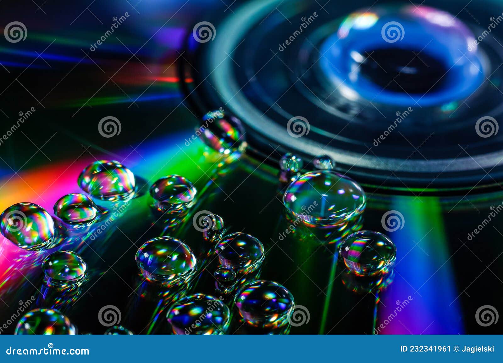 Water Drops, Bubbles Illuminated with Colored Light Stock Image - Image ...