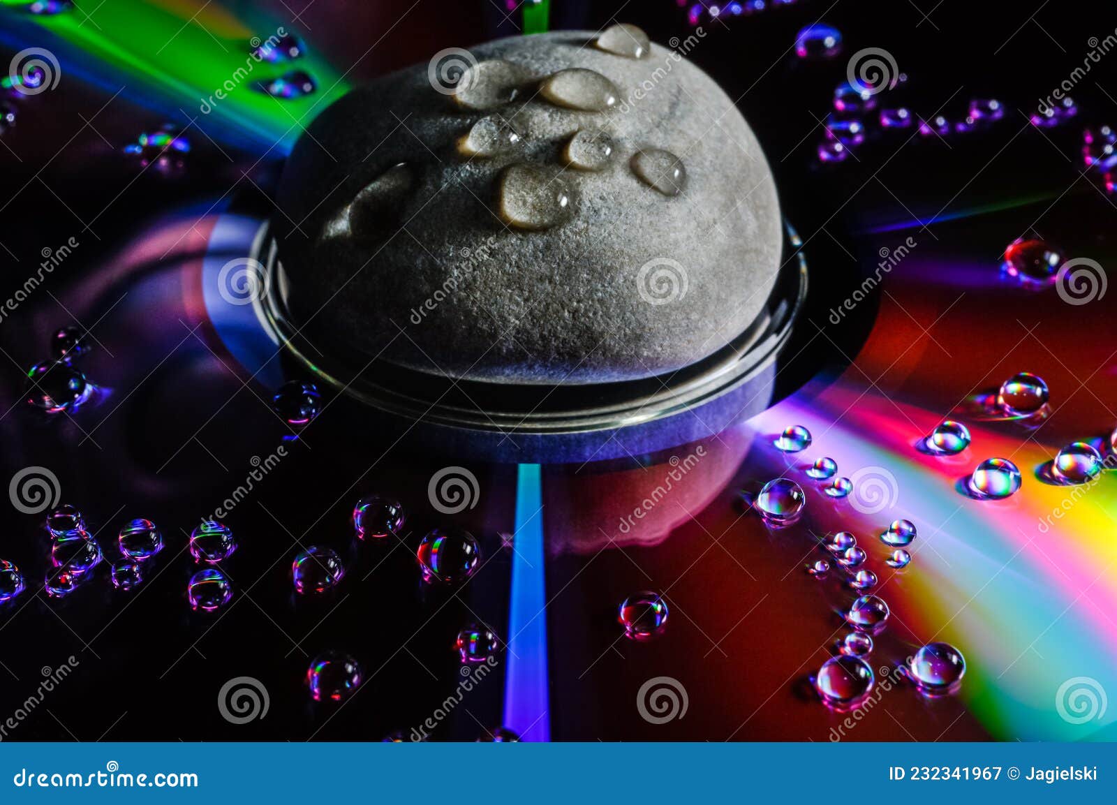Water Drops, Bubbles Illuminated with Colored Light Stock Image - Image ...