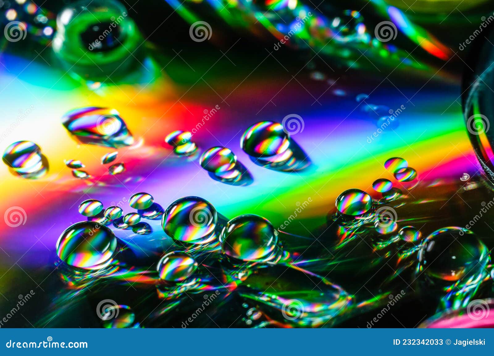 Water Drops, Bubbles Illuminated with Colored Light Stock Image - Image ...