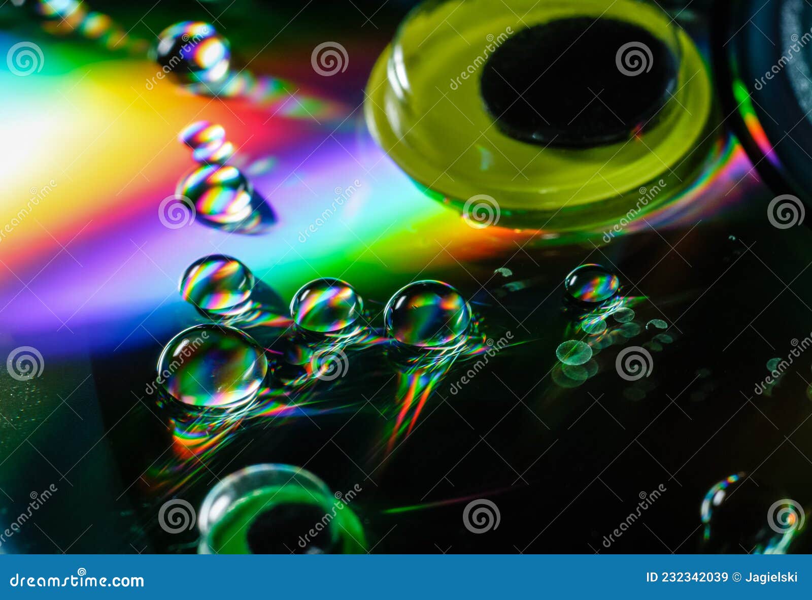 Water Drops, Bubbles Illuminated with Colored Light Stock Image - Image ...