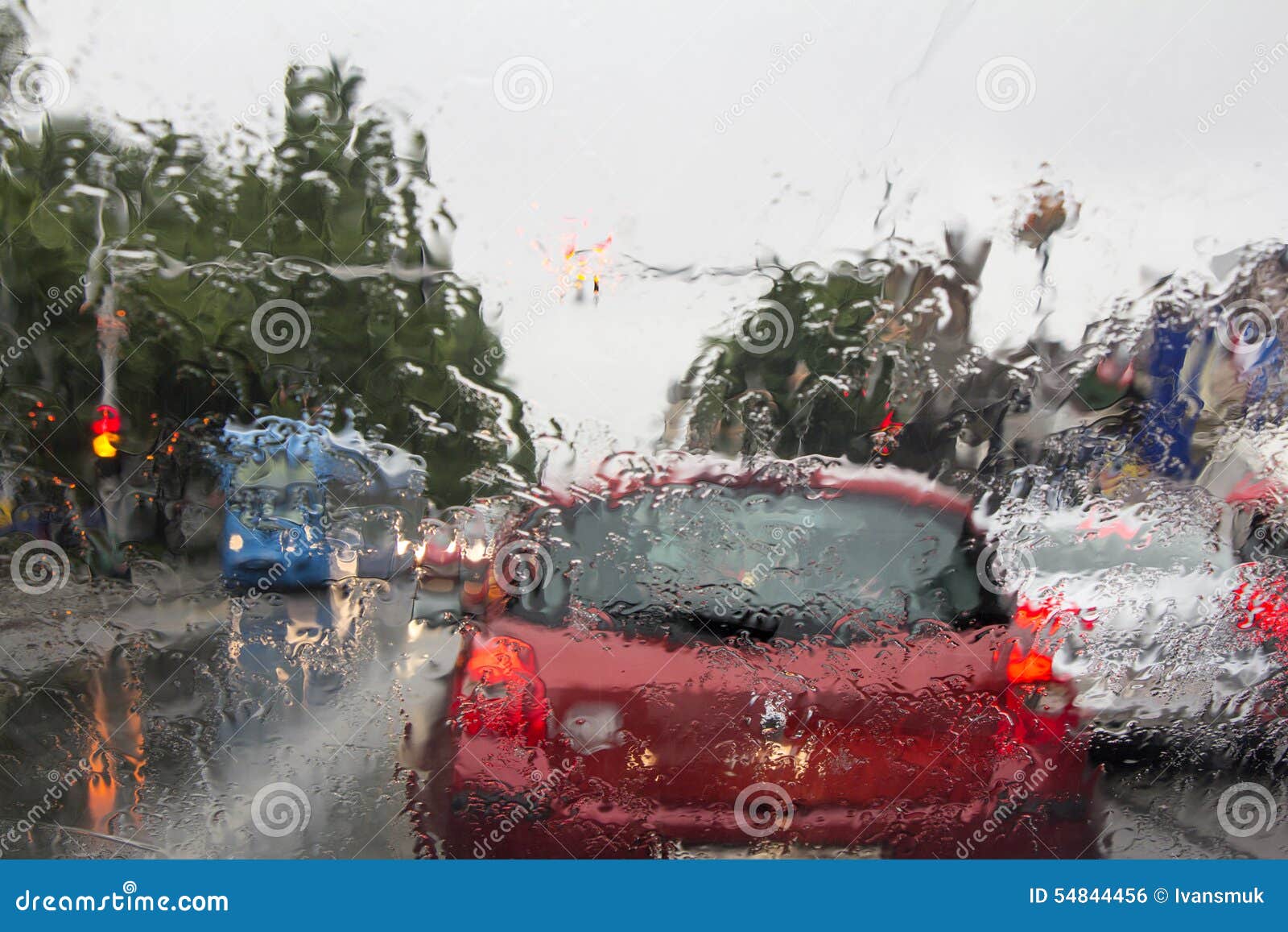 Water Drops on the Car Windshield Stock Photo - Image of stoplight ...