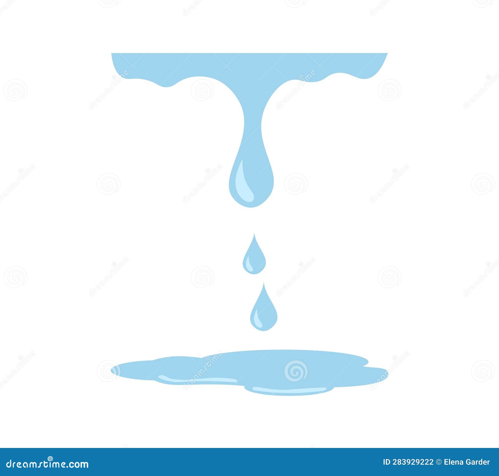 Water Drops. Cartoon Raindrops. Vector Blue Flat Falling Rain. Simple ...