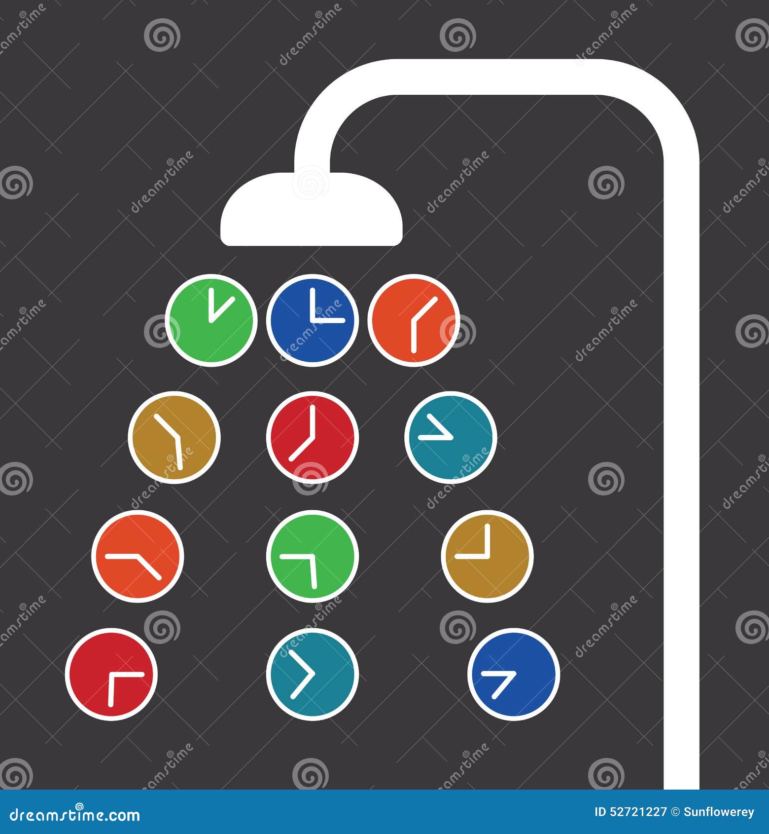 Water Drops of Clocks from a Shower Head Stock Vector - Illustration of ...