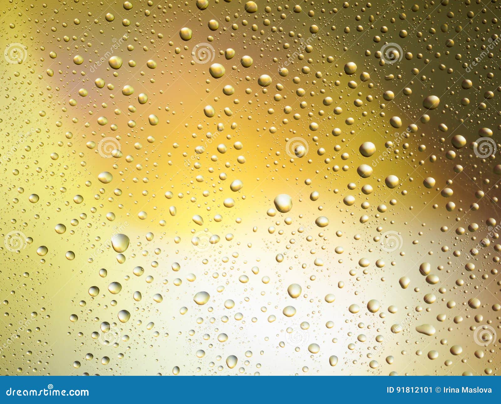 Water Drops Color Background Rain Glass Space Rainbow. Stock Image ...