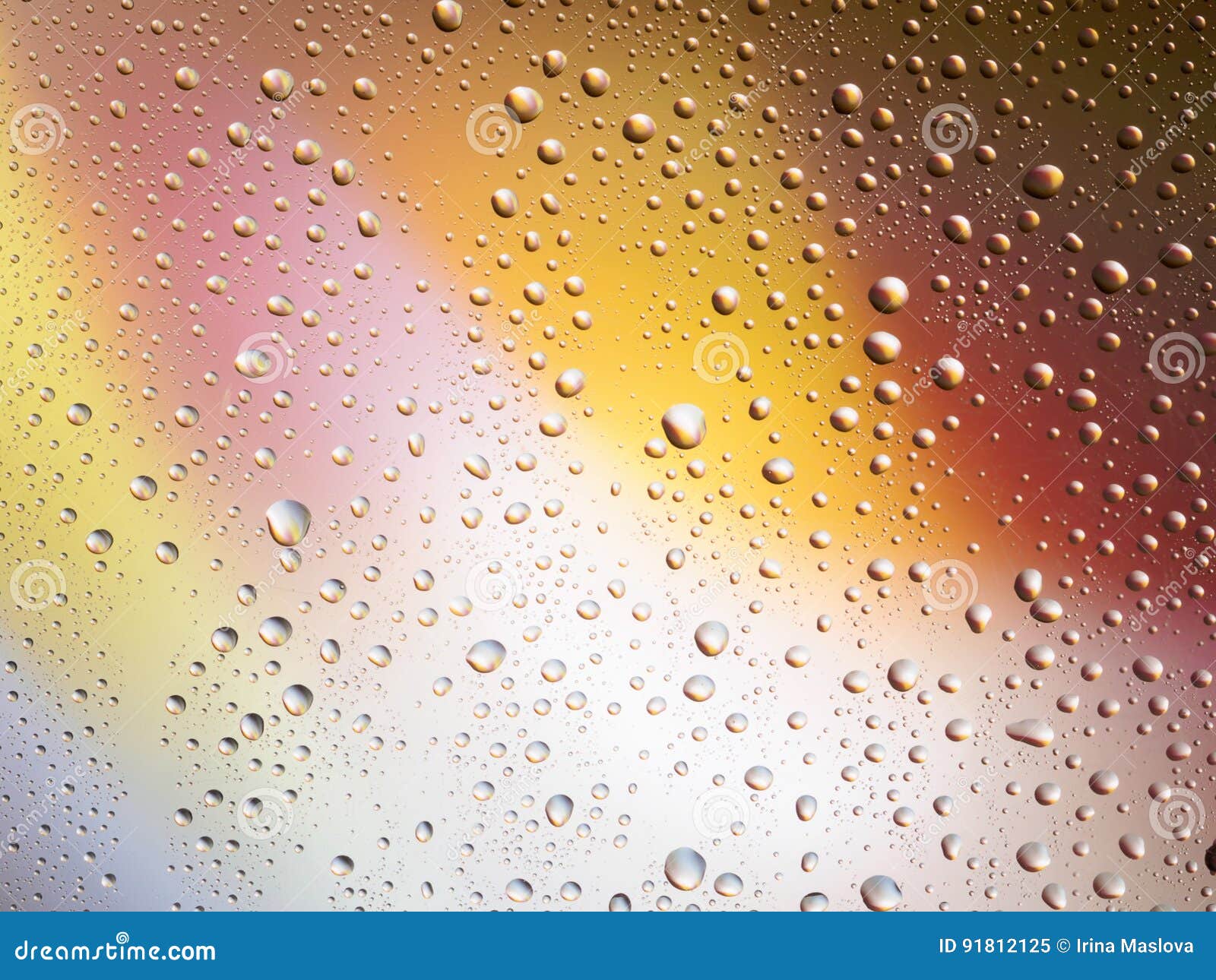Water Drops Color Background Rain Glass Space Rainbow. Stock Image ...